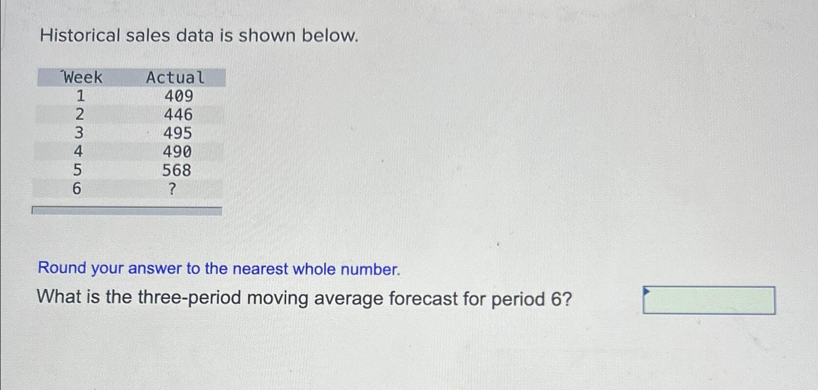 Solved Historical sales data is shown | Chegg.com