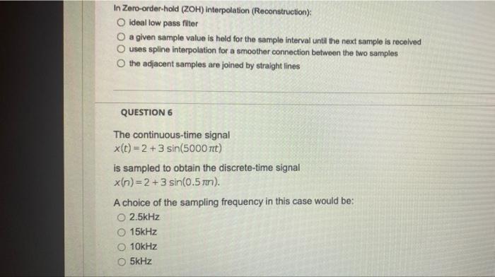 Solved In Zero-order-hold (ZOH) Interpolation | Chegg.com