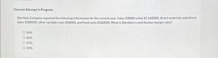 Solved Current Attempt in Progress Sheridan Company reported | Chegg.com