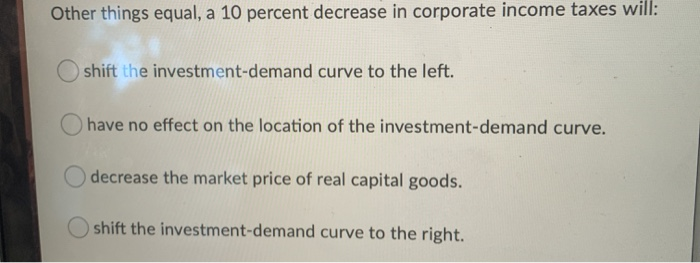 Solved Other things equal, a 10 percent decrease in | Chegg.com