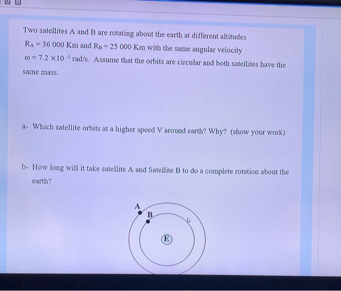 Solved Two Satellites And B Are Rotating About The Earth At