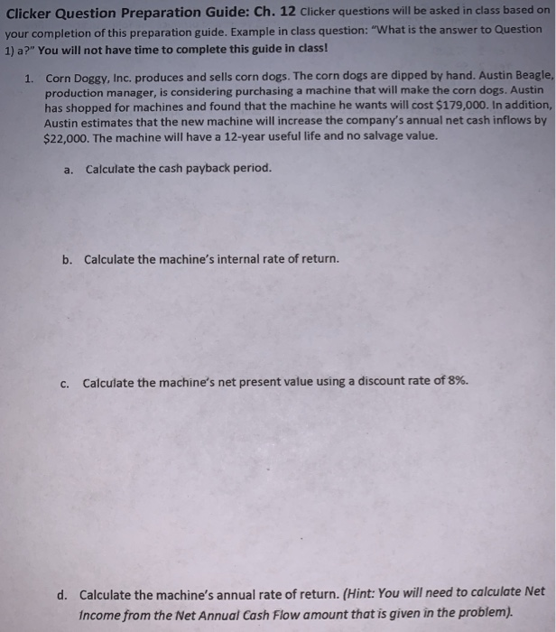Solved Clicker Question Preparation Guide: Ch. 12 Clicker | Chegg.com