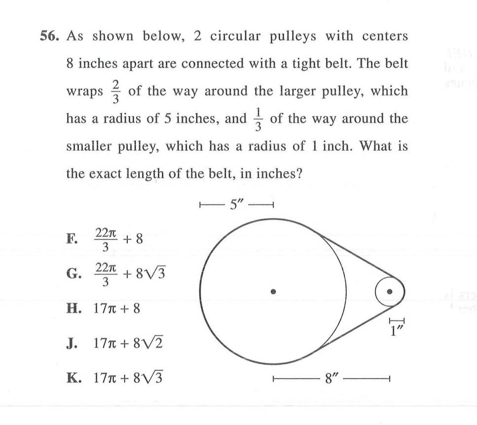 Solved 56. As shown below, 2 circular pulleys with centers | Chegg.com
