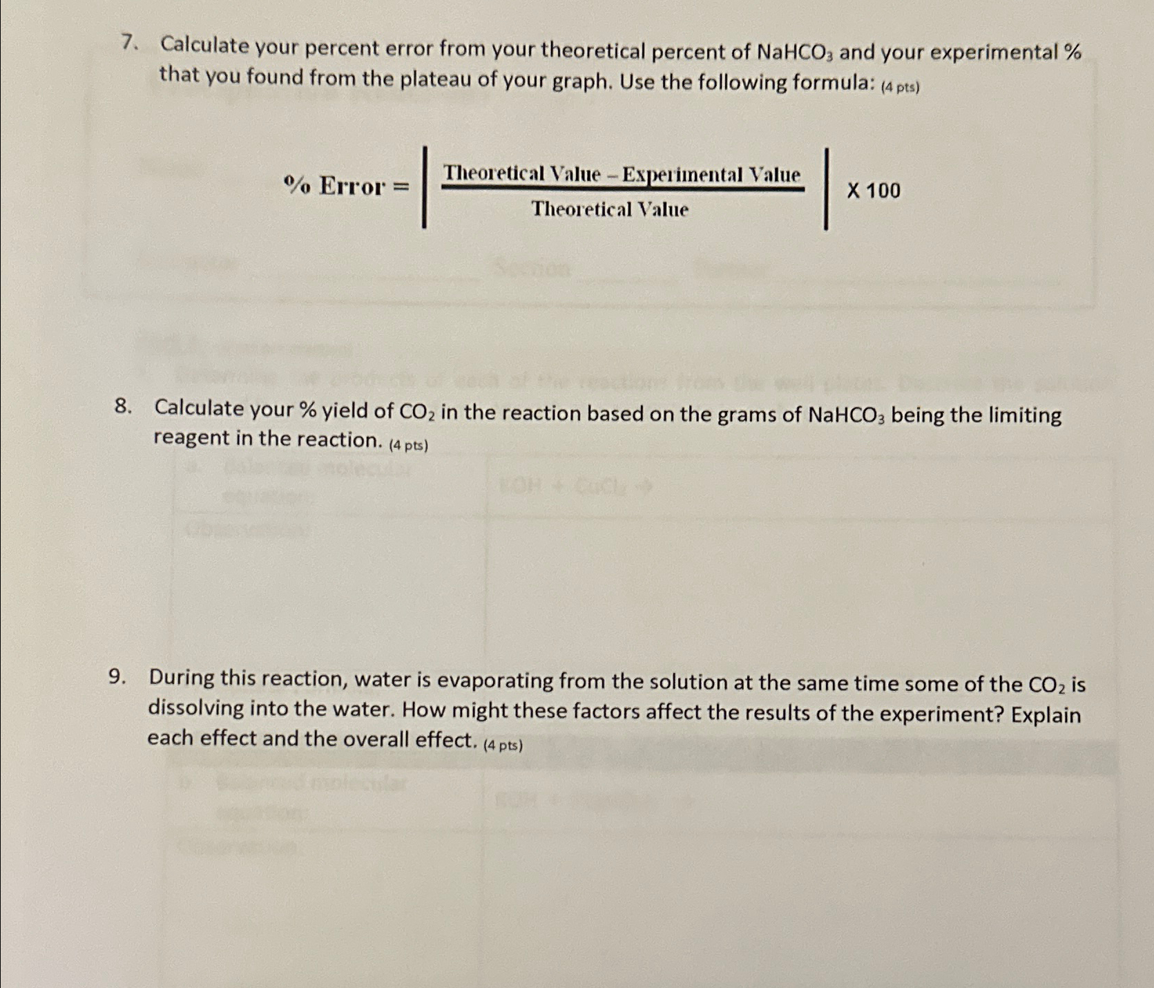 Solved Calculate your percent error from your theoretical | Chegg.com