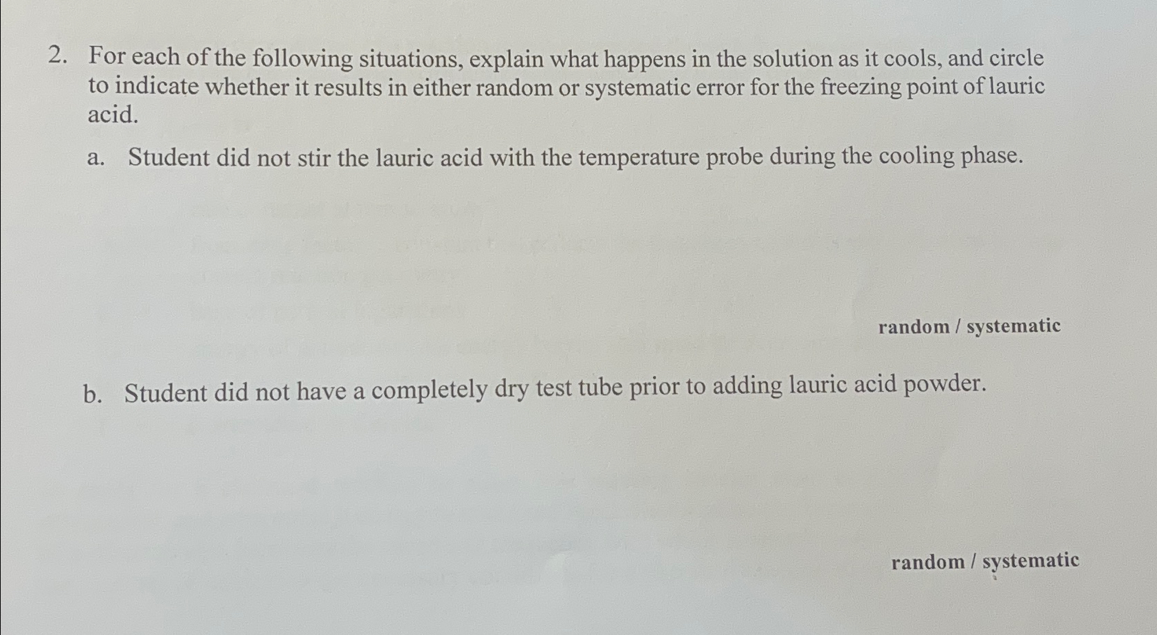 Solved For each of the following situations, explain what | Chegg.com