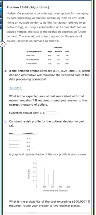Solved Problem 13-07 (Algorithmic) Hudson Corporation is | Chegg.com Solved Problem 13-07 (Algorithmic) Hudson Corporation is | Chegg.com
