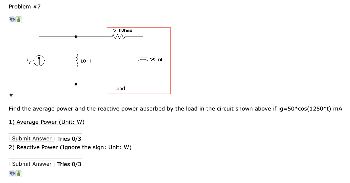 Solved Problem \#7\#Find the average power and the reactive | Chegg.com