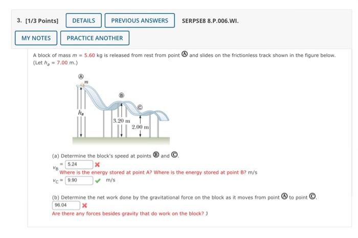 Solved A block of mass m=5.60 kg is released from rest from | Chegg.com