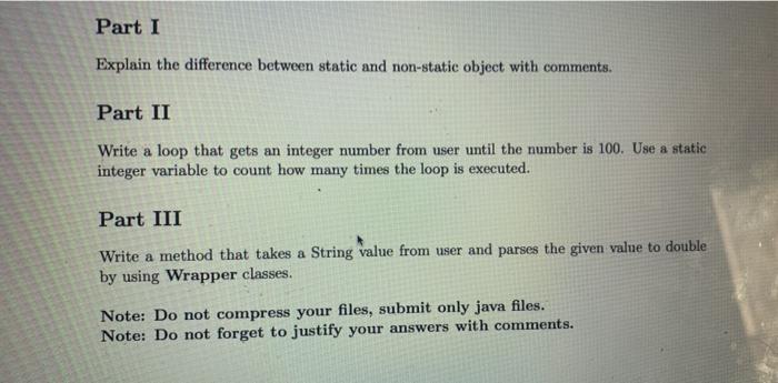 Solved Part I Explain the difference between static and | Chegg.com