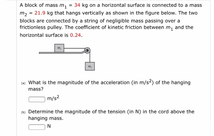 Solved A block of mass m = 34 kg on a horizontal surface is | Chegg.com