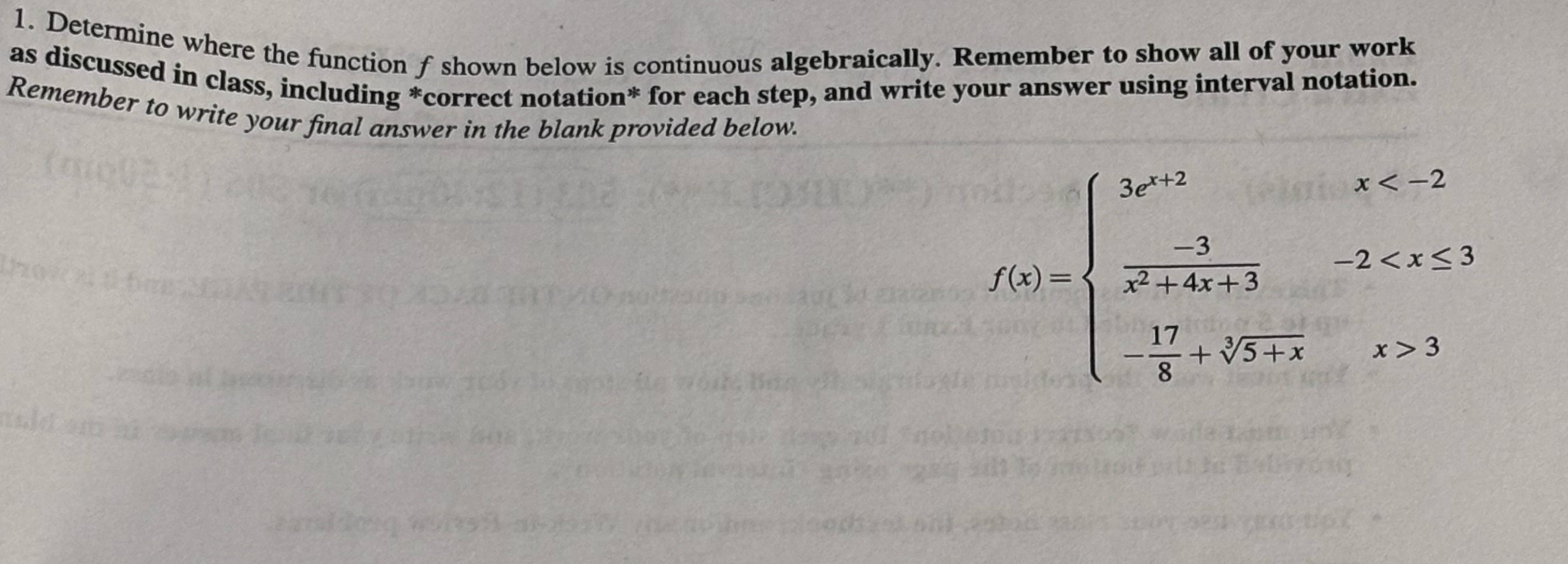 Solved Determine where the function f ﻿shown below is | Chegg.com
