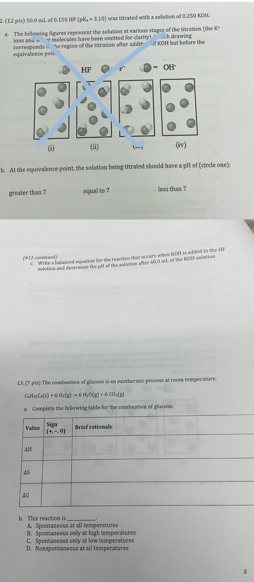 Solved (12 ﻿pts) 50.0mL ﻿of 0.150HF(pKa=3.10) ﻿was titrated | Chegg.com