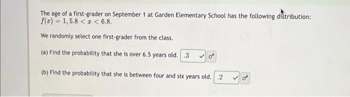 Solved The age of a first-grader on September 1 at Garden | Chegg.com