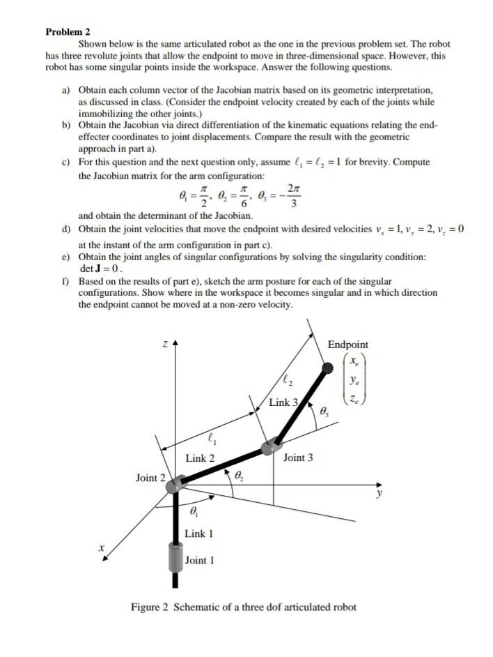 Solved Problem 2 Shown below is the same articulated robot | Chegg.com