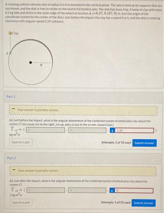 Solved A rotating uniform-density disk of radius 0,6 mis | Chegg.com