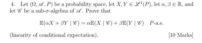 Solved Let (12, A, P) be a probability space, let X,Y E | Chegg.com