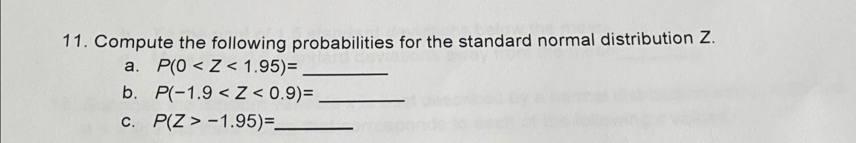 Solved Compute the following probabilities for the standard | Chegg.com