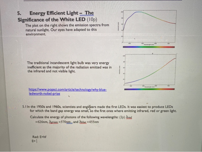 Solved 5. Energy Efficient Light - The Significance of the | Chegg.com