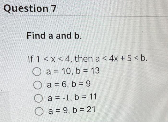 Solved Question 7 Find a and b. If 1 | Chegg.com