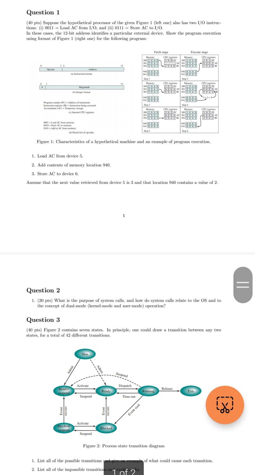 Solved Question 1 (40 pts) Suppose the hypothetical | Chegg.com