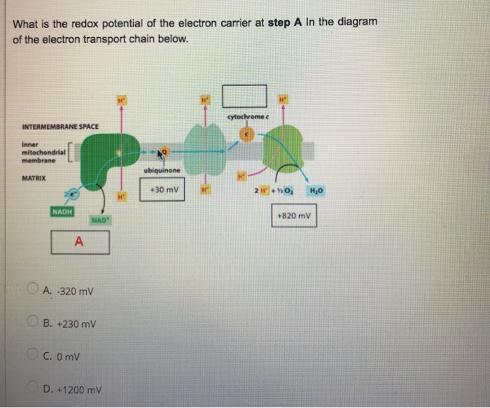 Solved What is the redox potential of the electron carrier | Chegg.com