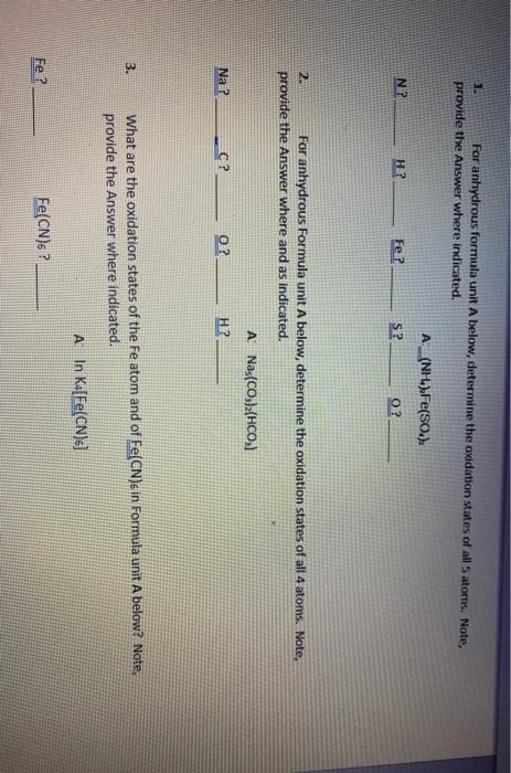 Solved For anhydrous formula unit A below, determine the | Chegg.com