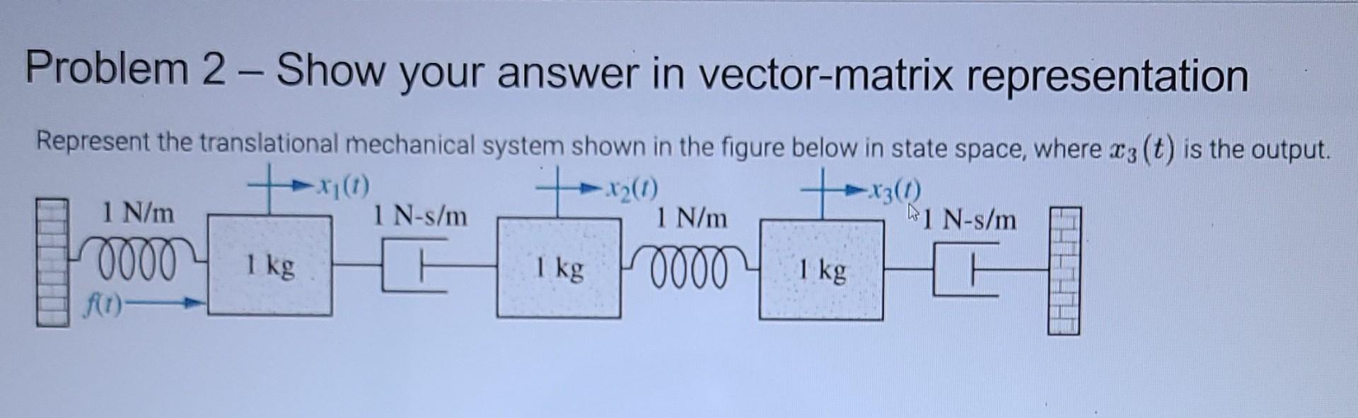 Solved Problem 1 - Show your answer in vector-matrix | Chegg.com