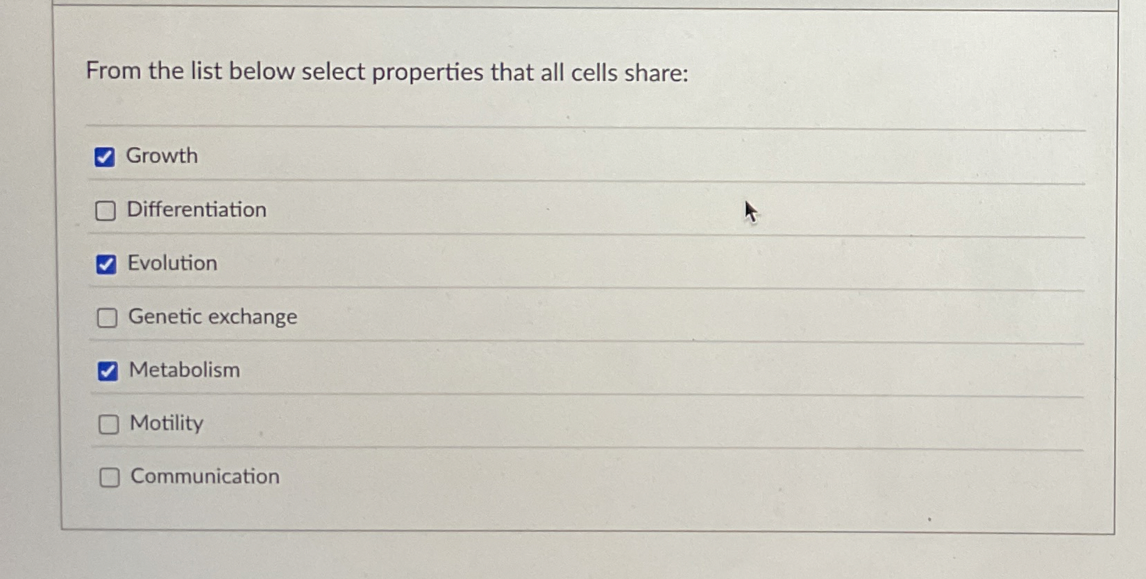 Solved From the list below select properties that all cells | Chegg.com