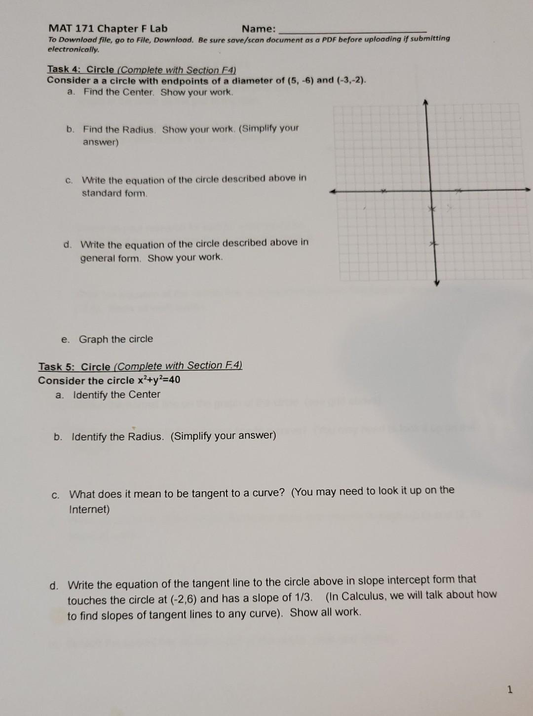 Solved MAT 171 Chapter F Lab Name: To Download file, go to | Chegg.com