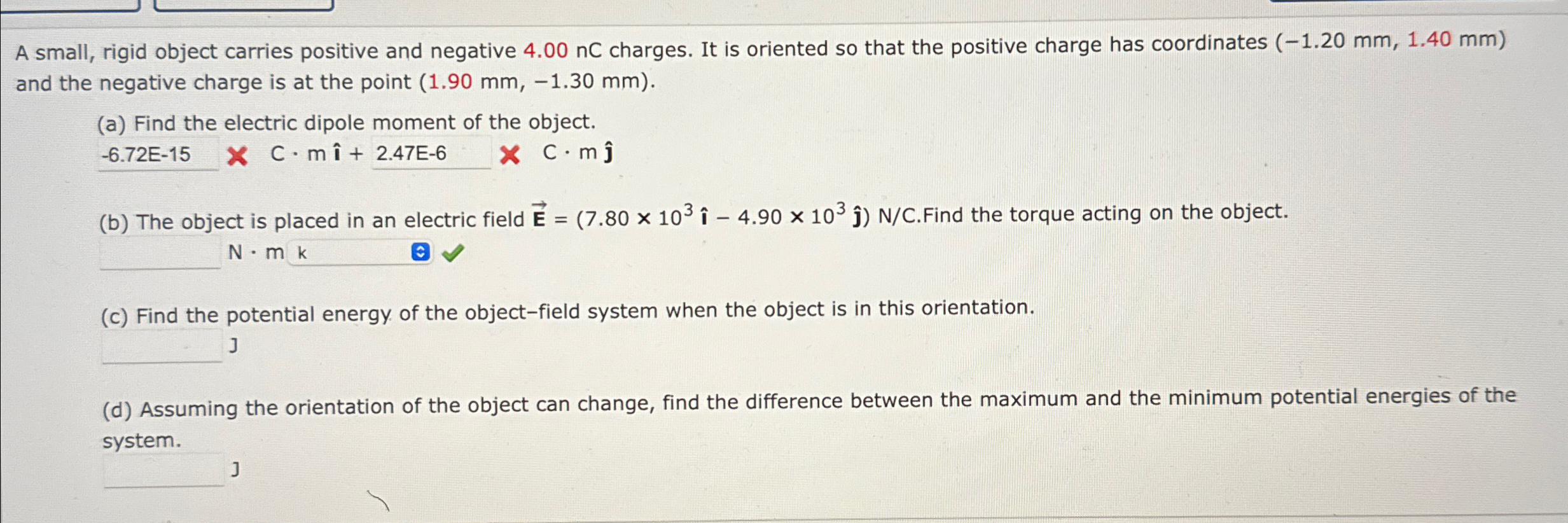 Solved A small, rigid object carries positive and negative | Chegg.com