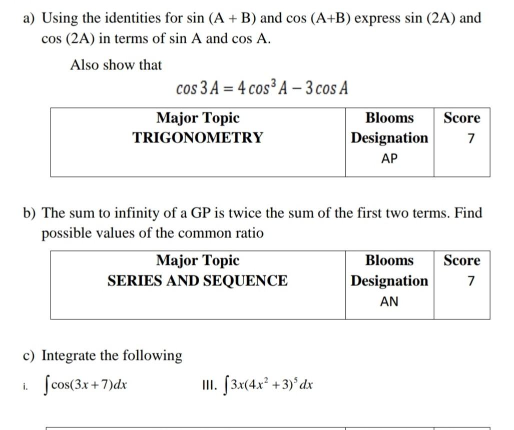 Solved a) Using the identities for sin (A + B) and cos (A+B) | Chegg.com