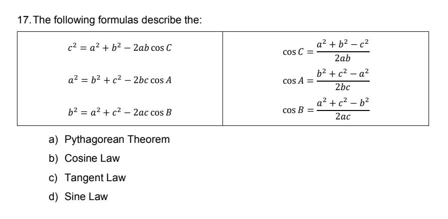 Solved The following formulas describe | Chegg.com
