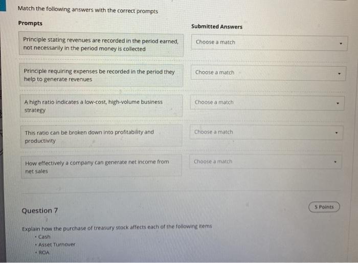 Match The Following Answers With The Correct Prompts 