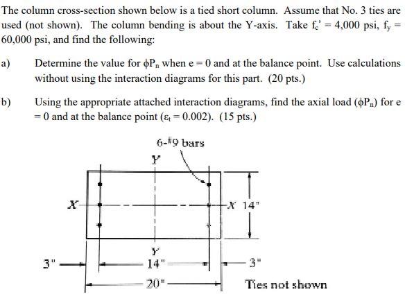 Solved The column cross-section shown below is a tied short | Chegg.com