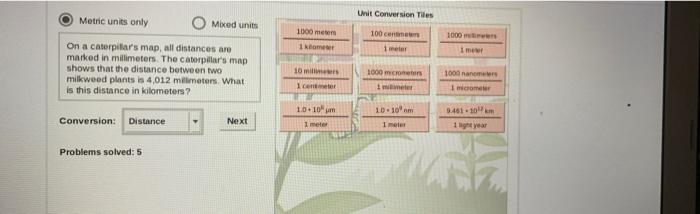 Solved Unit Conversion Tiles Metric units only Mixed units | Chegg.com