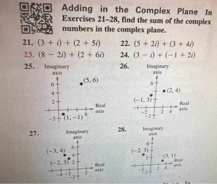 Solved Adding in the Complex Plane In Exercises 21-28, find | Chegg.com