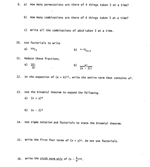 Solved 9. a) How many permutations are there of 4 things | Chegg.com