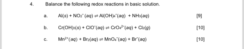 Solved Balance the following redox reactions in basic | Chegg.com