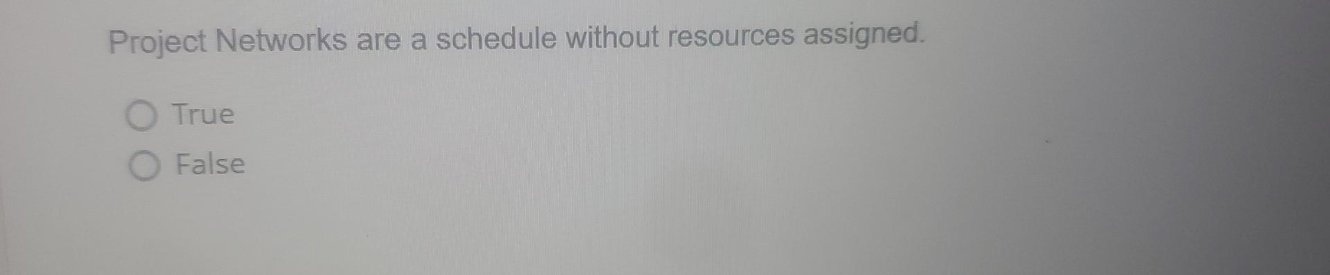 Solved Project Networks are a schedule without resources | Chegg.com