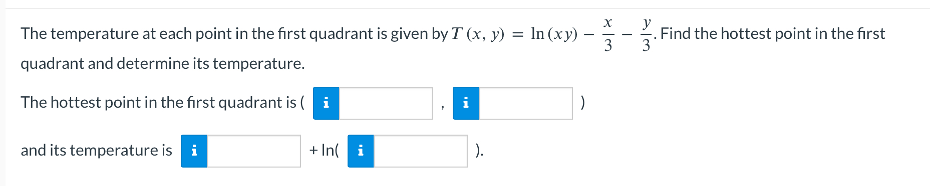 Solved The temperature at each point in the first quadrant | Chegg.com