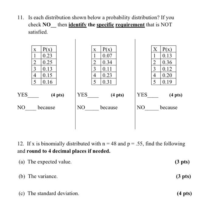 Solved 11. Is each distribution shown below a probability | Chegg.com
