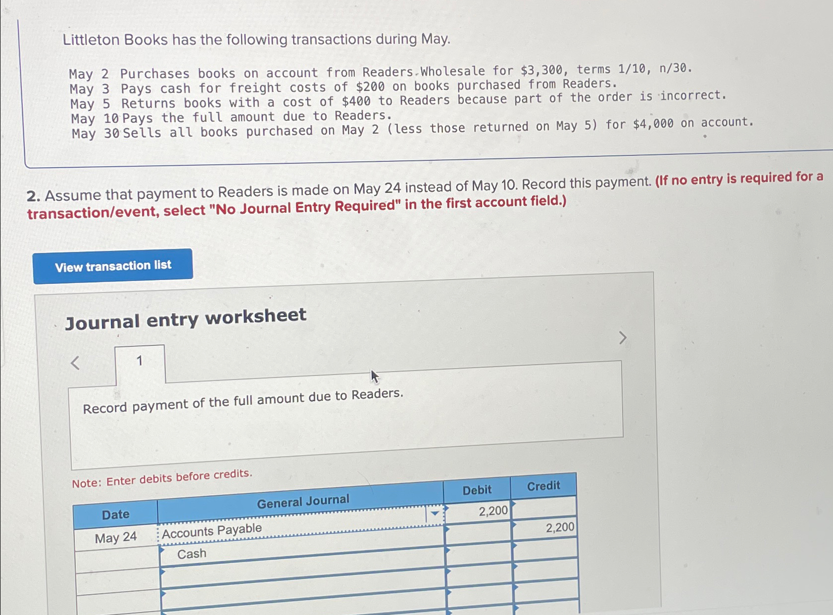 Solved Littleton Books has the following transactions during | Chegg.com