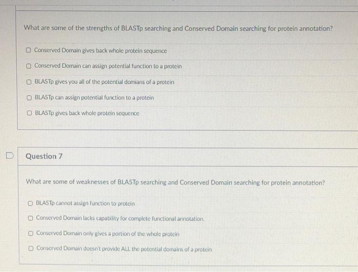 Solved What are some of the strengths of BLASTp searching | Chegg.com