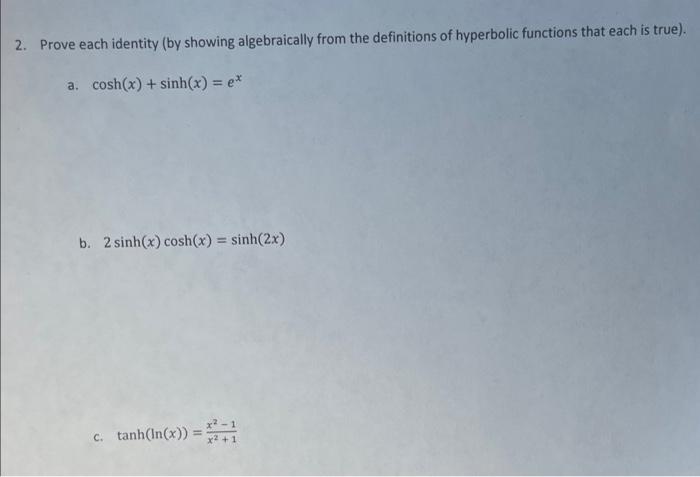 Solved Prove each identity (by showing algebraically from | Chegg.com