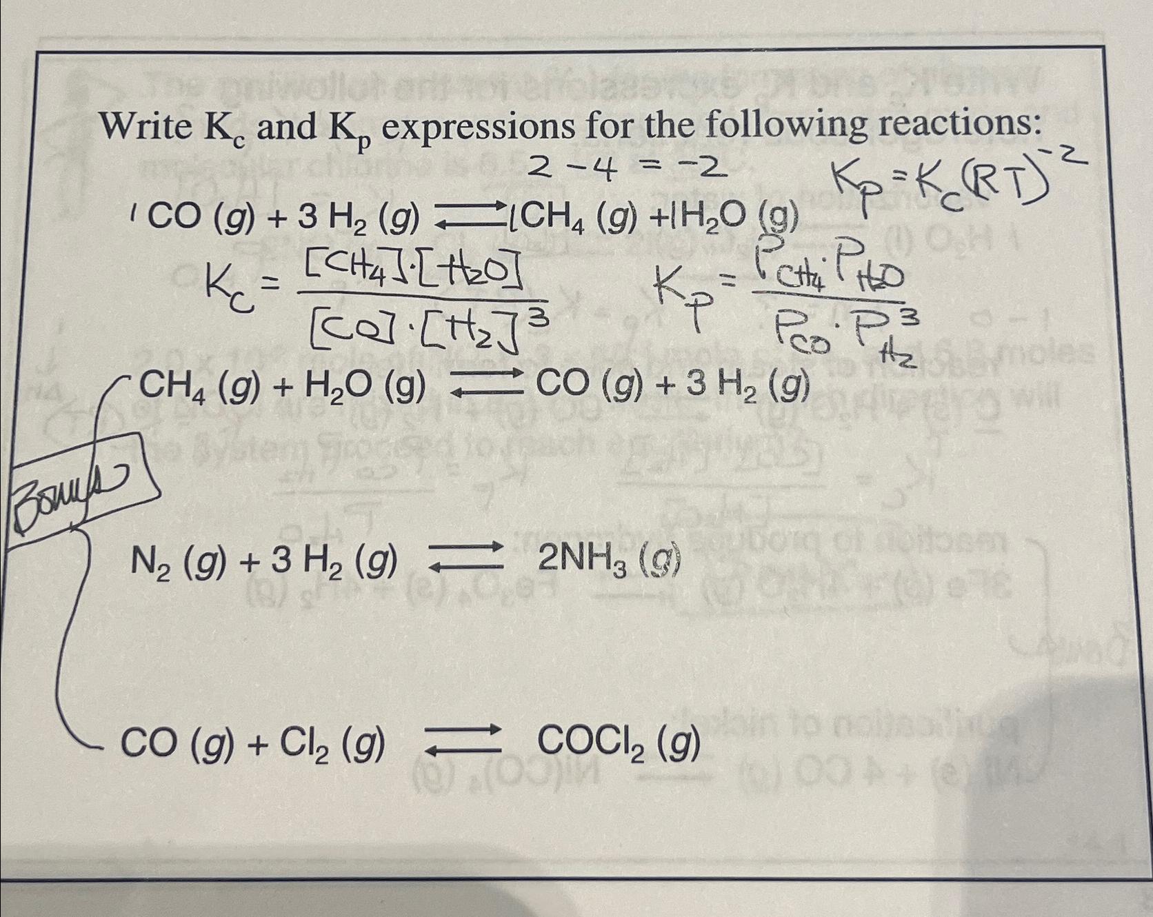 Solved Write Kc ﻿and Kp ﻿expressions for the following | Chegg.com