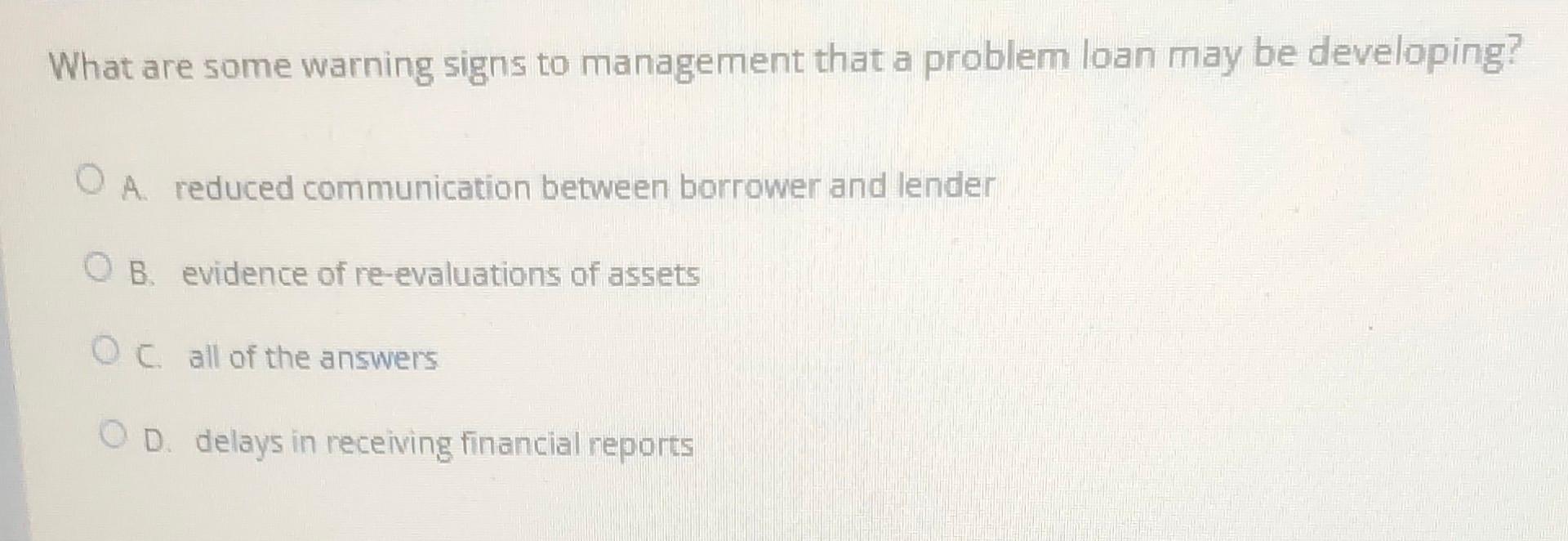 Solved What are some warning signs to management that a | Chegg.com