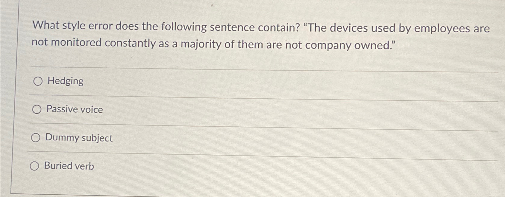 Solved What style error does the following sentence contain? | Chegg.com