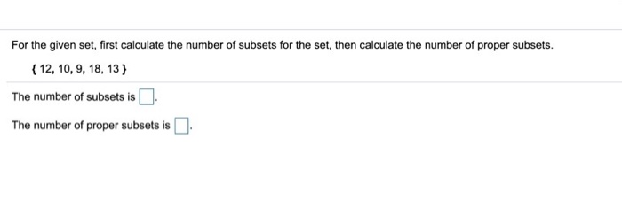 Solved For the given set, first calculate the number of | Chegg.com