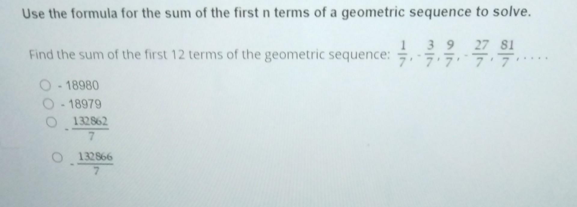 Solved Use the formula for the sum of the first n terms of a | Chegg.com