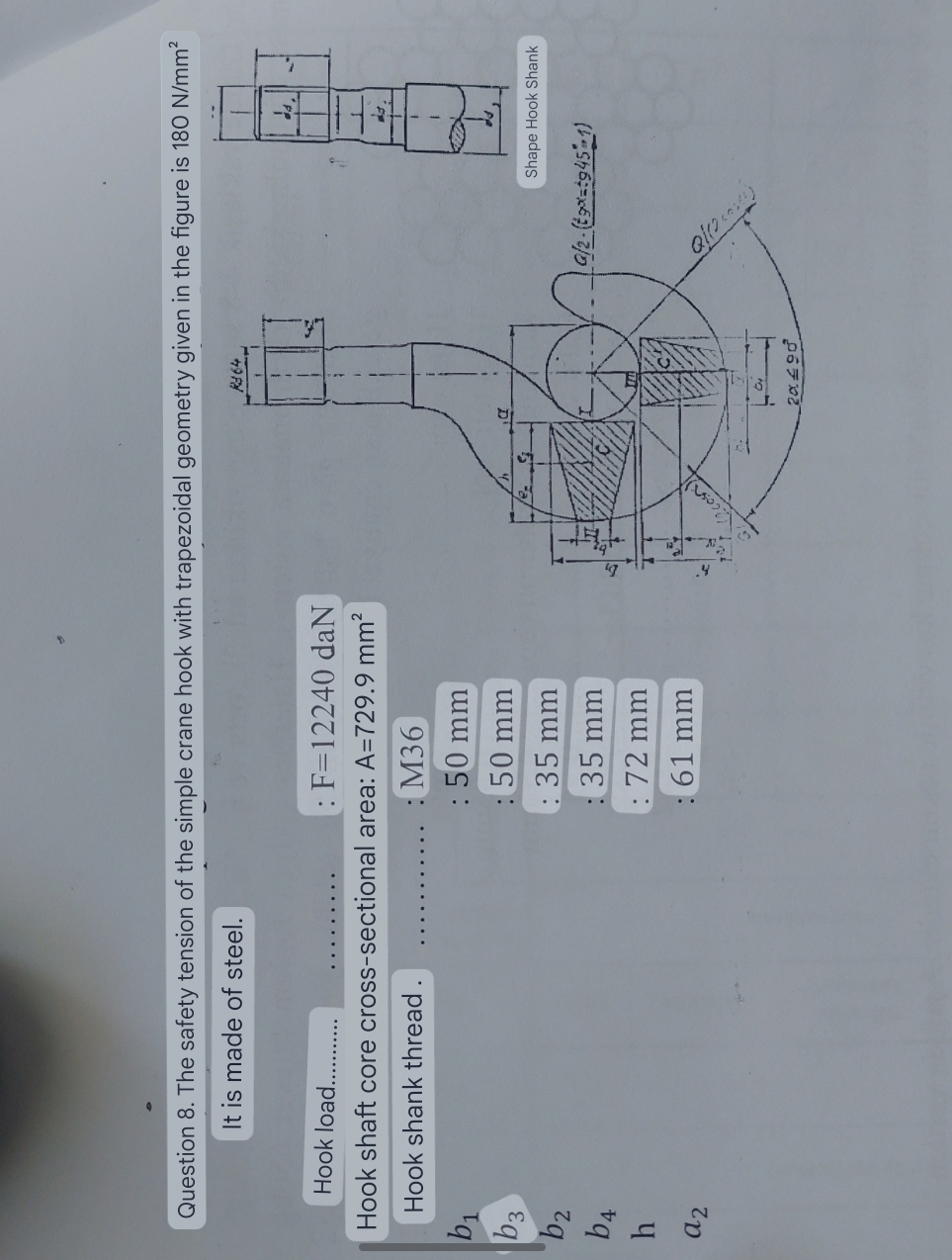 Solved Question 8. ﻿The safety tension of the simple crane | Chegg.com